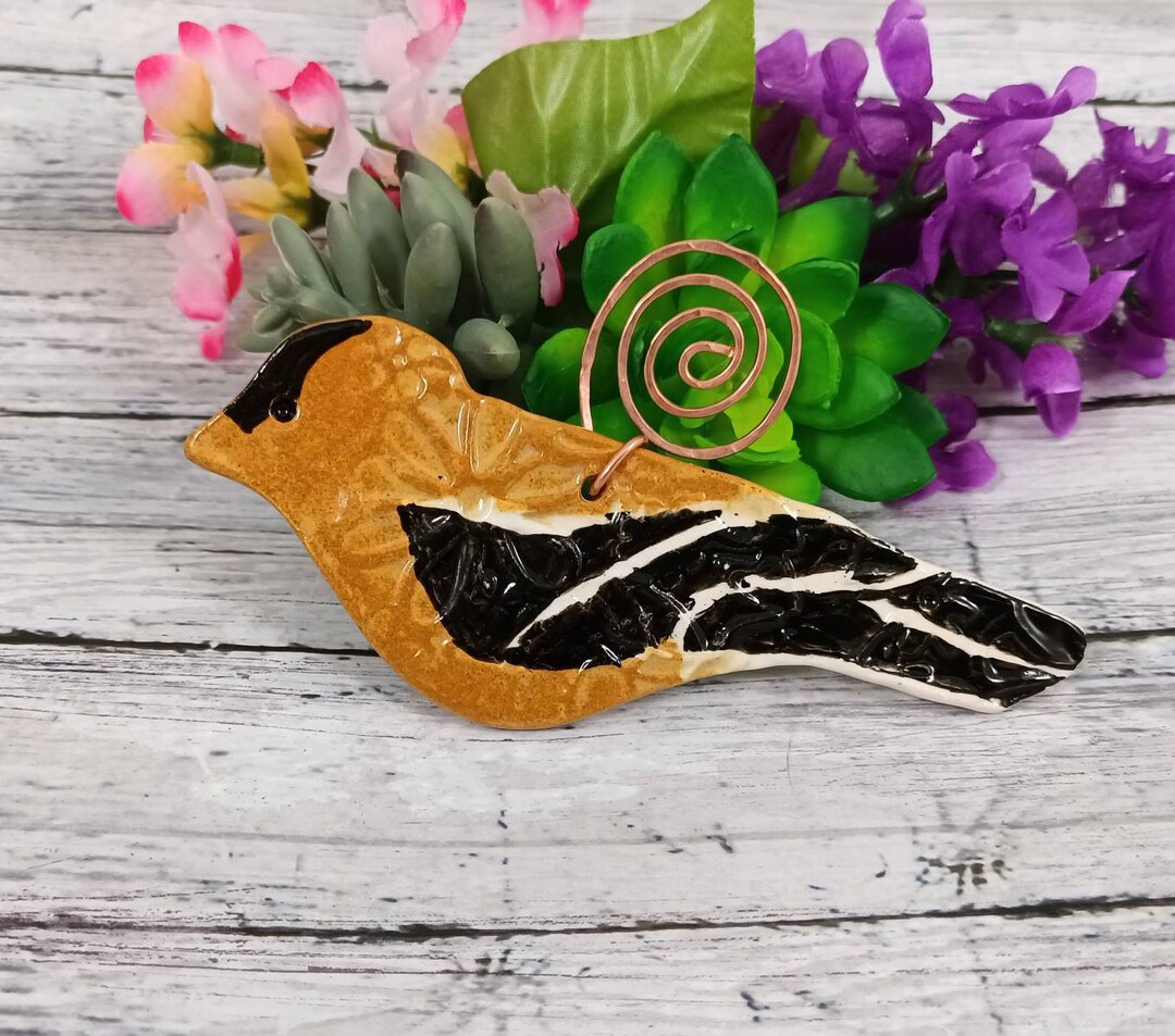 Goldfinch Bird Ornament, Ceramic Bird Ornament, Bird Christmas Tree ...