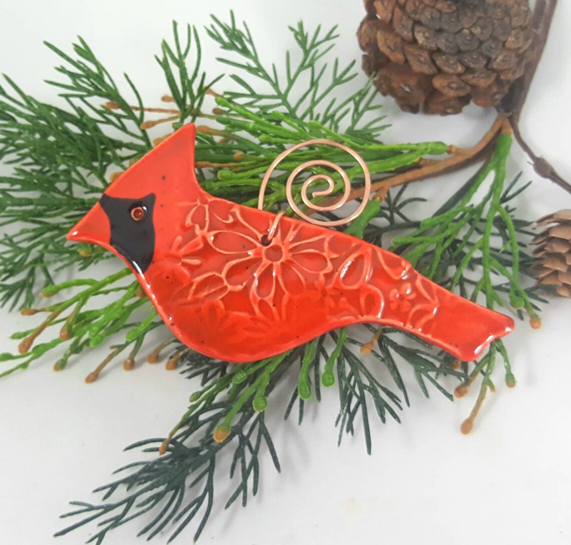 Cardinal Bird Ornament Ceramic Bird Ornament Bird Christmas - Etsy