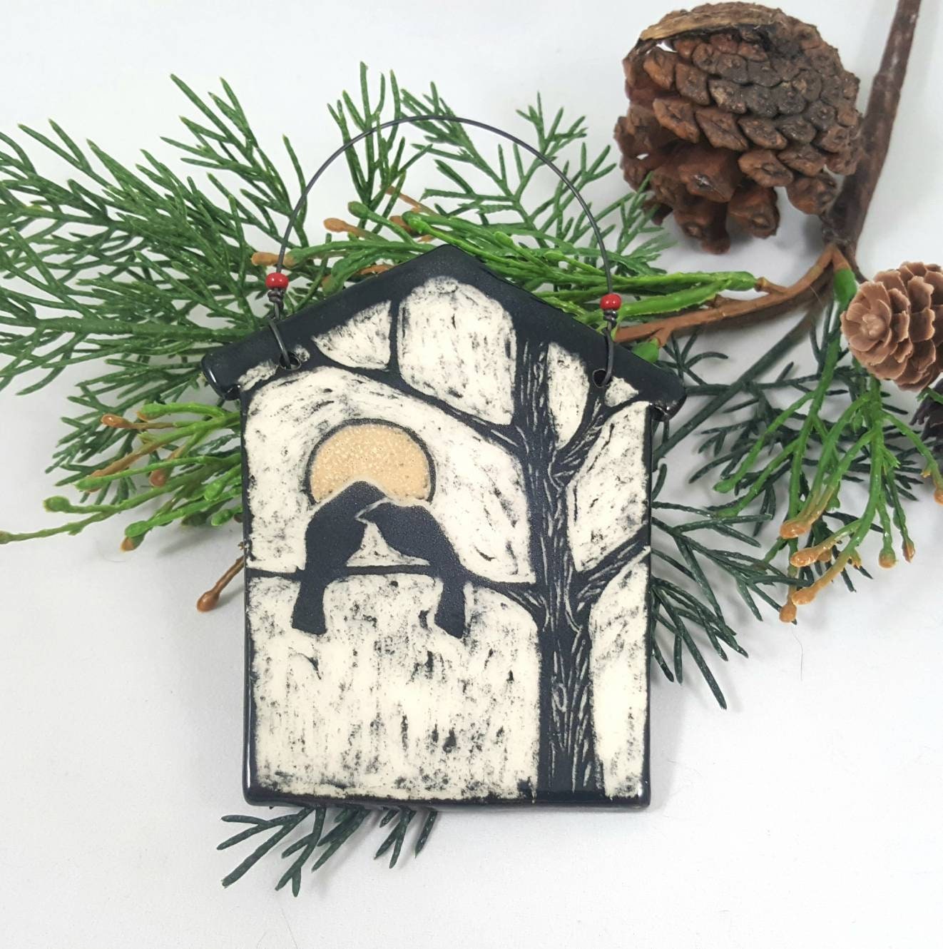 Lovebirds Sgraffito Birdhouse Ornament Sgraffito Bird - Etsy