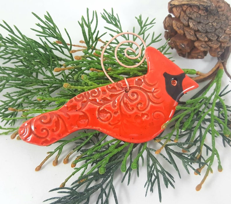 Cardinal Bird Ornament Ceramic Bird Ornament Bird Christmas - Etsy