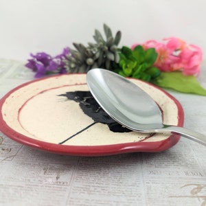 Cat Spoon Rest, Black Cat Spoon Rest, Sgraffito Cat Spoon Rest, Black ...