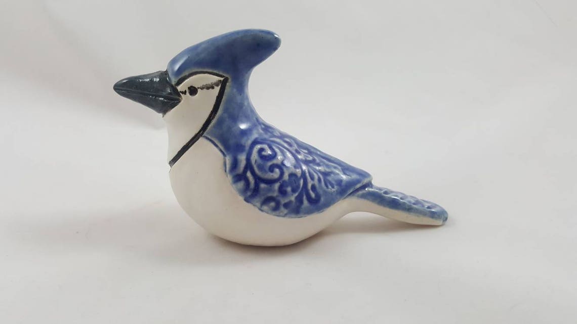 Blue Jay bird ceramic sculpture bird pottery anniversary | Etsy