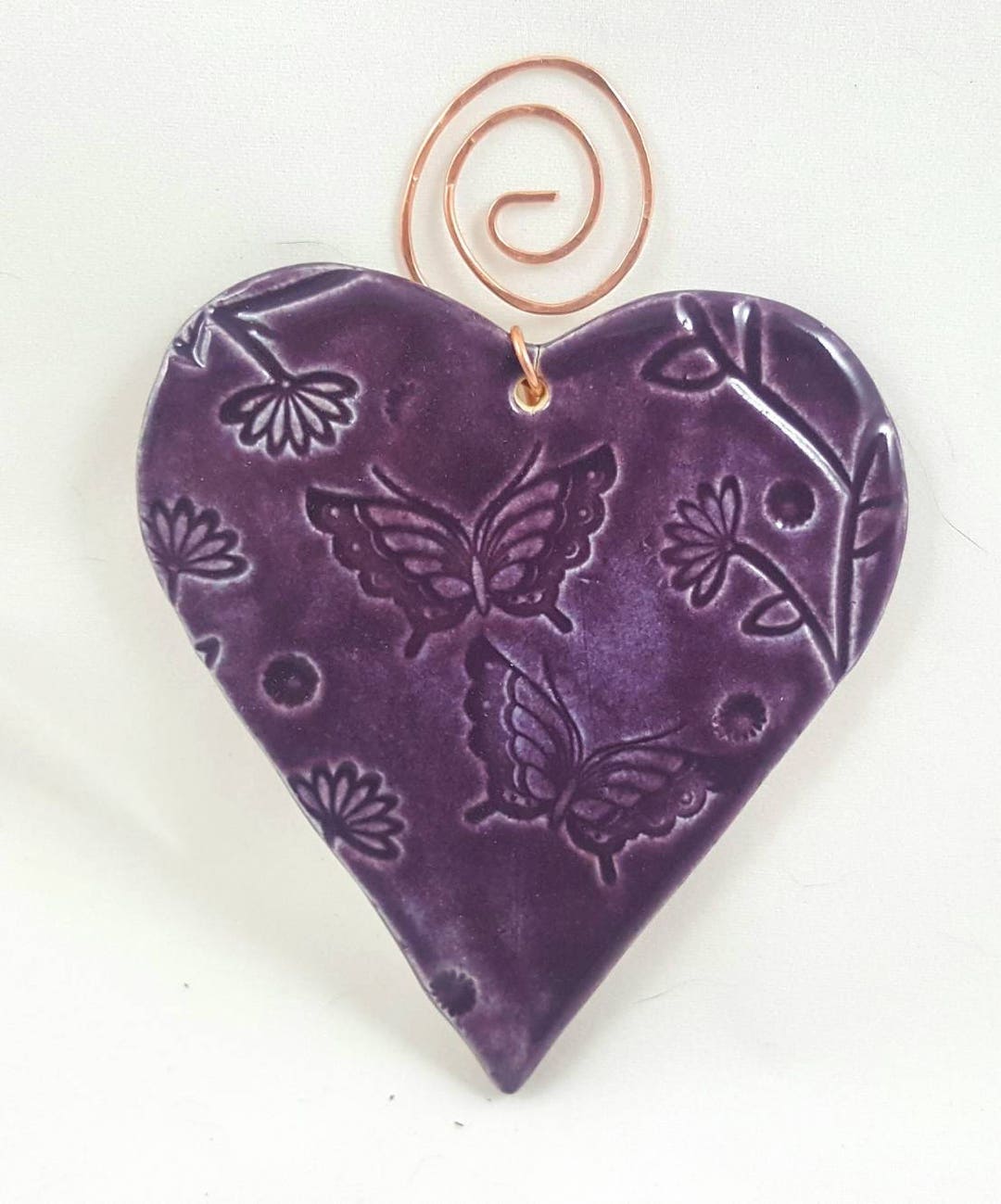 Wall Heart, Ceramic Heart Ornament, Ceramic Hearts, Wall Hanging Heart ...