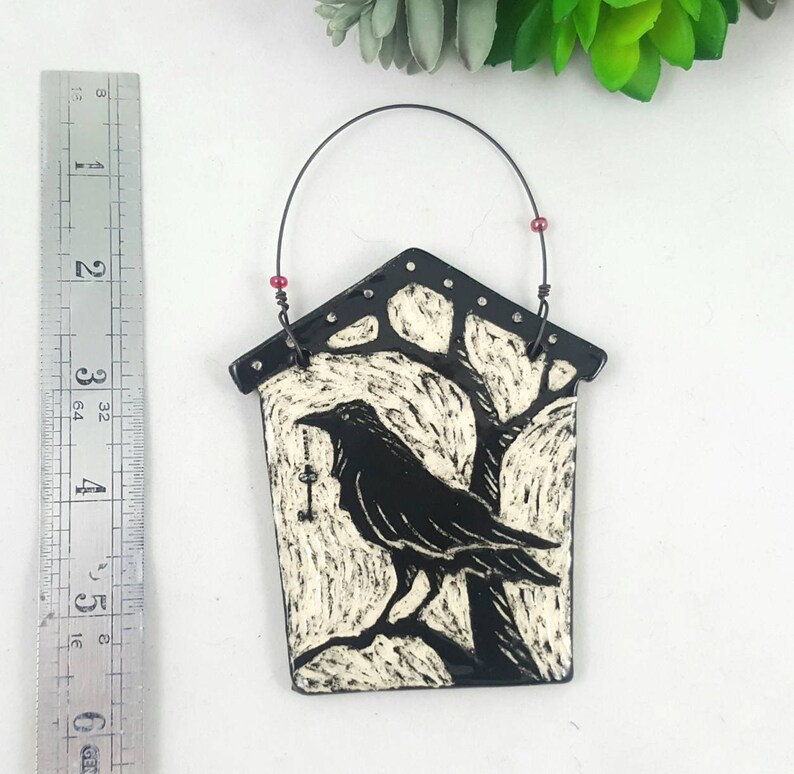 Crow or Raven Sgraffito Birdhouse Ornament Crow Pottery - Etsy