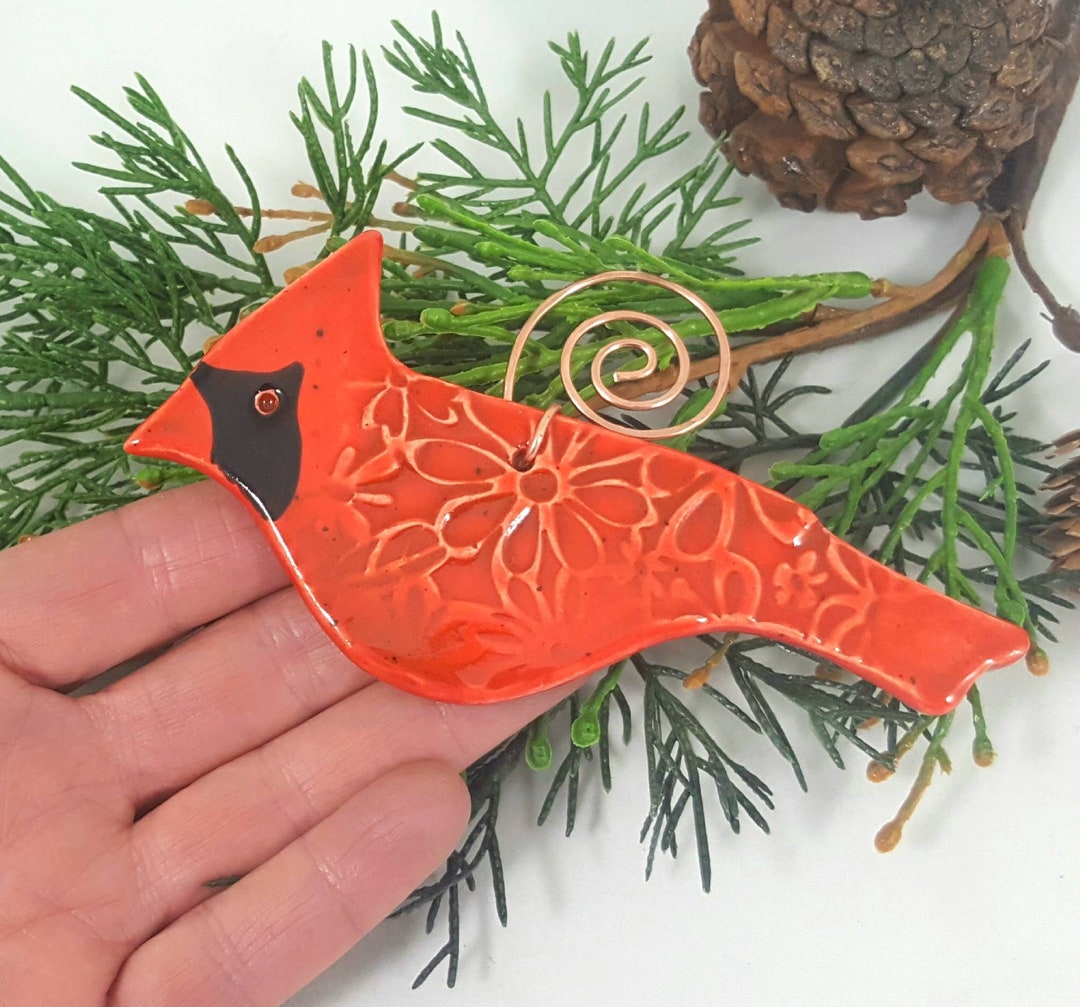Cardinal Bird Ornament Ceramic Bird Ornament Bird Christmas - Etsy