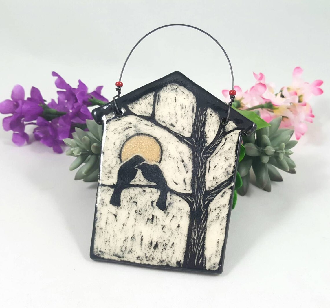Lovebirds Sgraffito Birdhouse Ornament Sgraffito Bird - Etsy