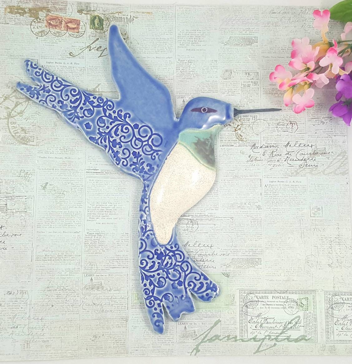 Bird sculpture hummingbird sculpture pottery bird ceramic | Etsy