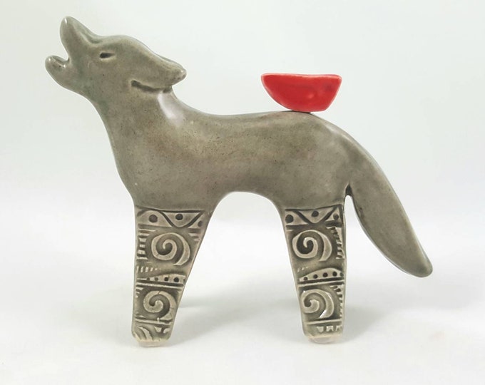 Wolf, Wolf Sculpture, Pottery Wolf, Ceramic Wolf, Wolf Figurine, Wolf ...