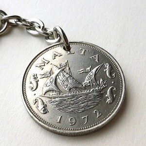 Malta, Coin Keychain, 1972, Nautical Keychain, Ships, Sailing, Men's ...
