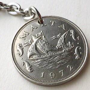 Malta, Coin Keychain, 1972, Nautical Keychain, Ships, Sailing, Men's ...