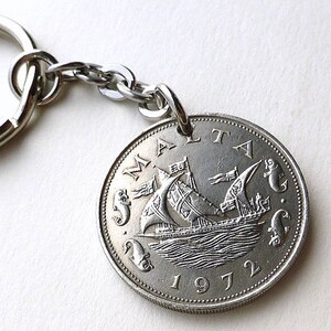 Malta, Coin Keychain, 1972, Nautical Keychain, Ships, Sailing, Men's ...
