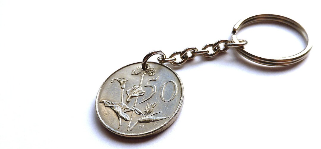 Vintage South African Keychain, Coin Keychain, Vintage Keychain, Boho ...