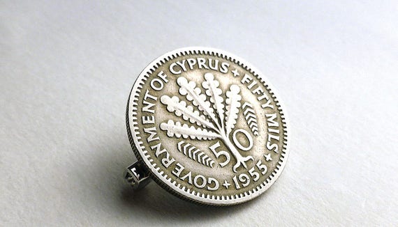 Cypriot Coin Brooch 1955 Greek Coin Pin Greek Jewelry | Etsy