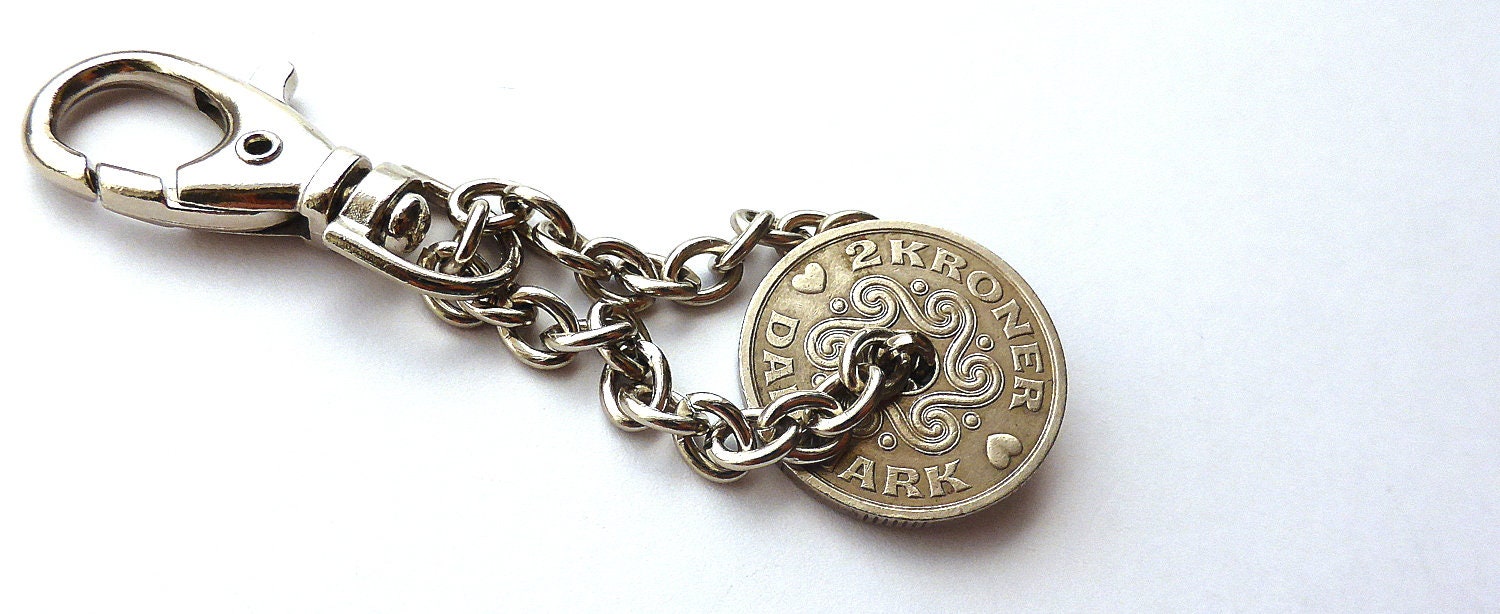 Keychain Denmark Coin Keychain Coin Charm Men's | Etsy