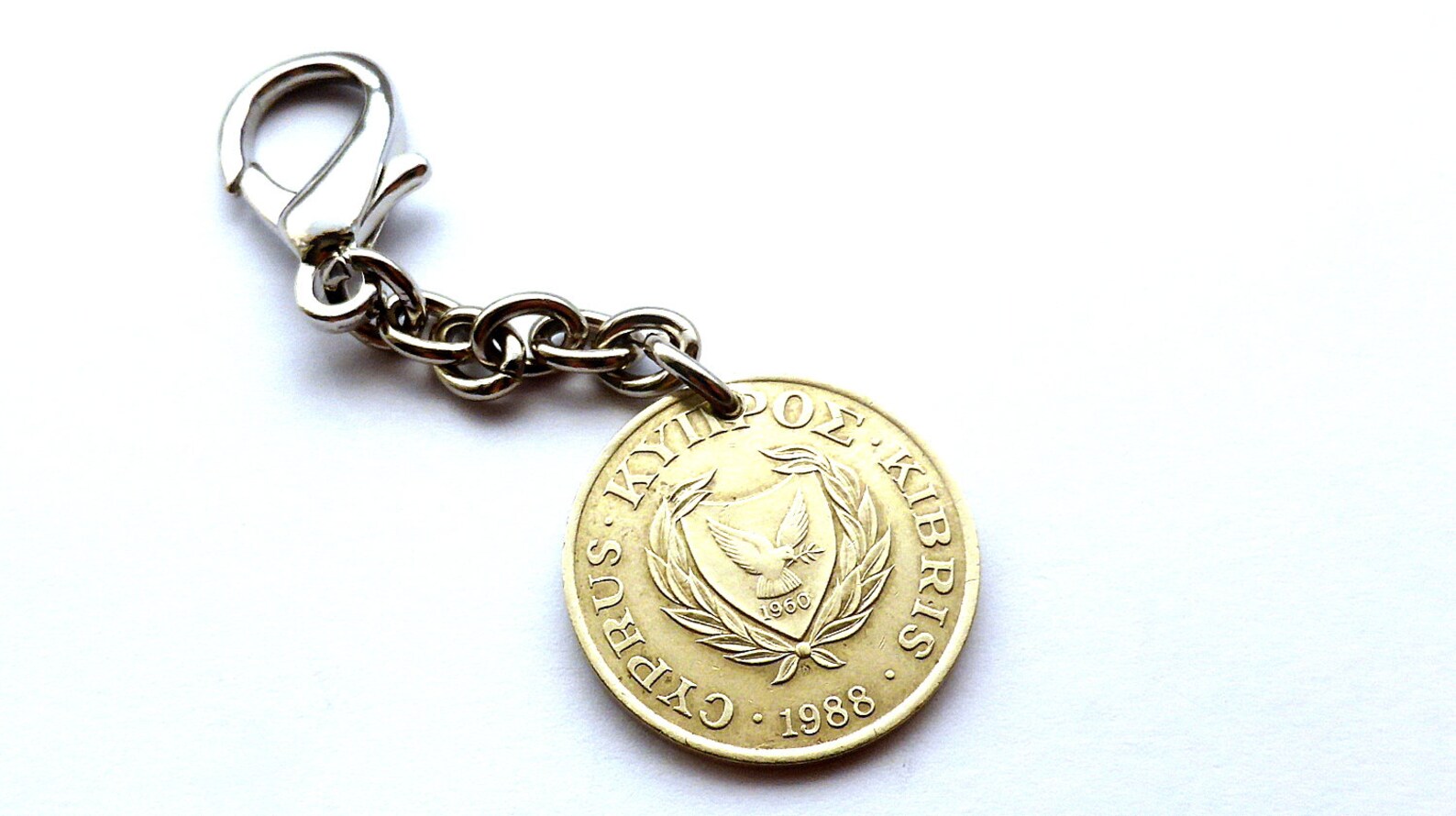 Cyprus Coin Charm Coin Keychain Greek Charm Purse Charms - Etsy