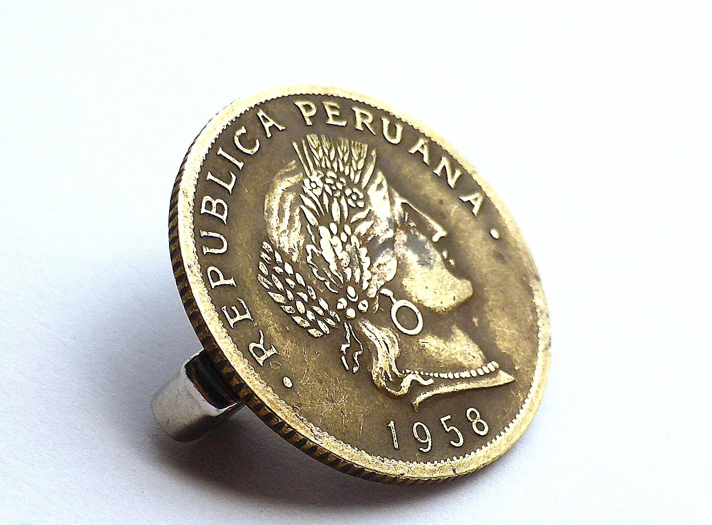 Vintage Peruvian 1958 coin brooch Coin pin Ladies gifts | Etsy