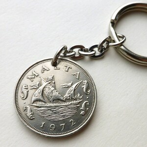 Malta, Coin Keychain, 1972, Nautical Keychain, Ships, Sailing, Men's ...