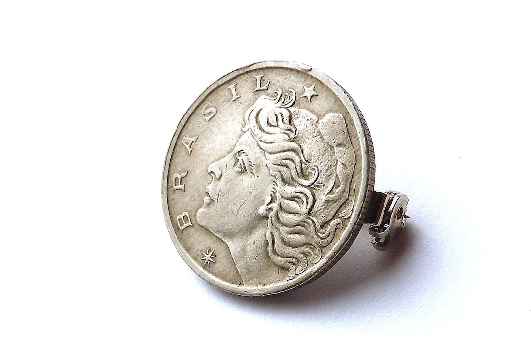 Brazilian Coin Brooch, Coin Pin, Coin Jewelry, Women's Accessory, Men's ...