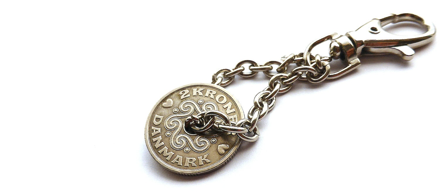 Keychain Denmark Coin Keychain Coin Charm Men's | Etsy