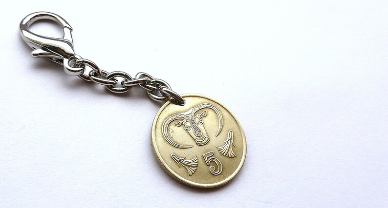 Cyprus Coin Charm Coin Keychain Greek Charm Purse Charms | Etsy