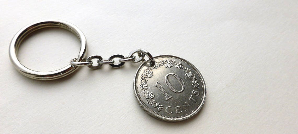 Malta Coin Keychain 1972 Nautical Keychain Ships Sailing | Etsy