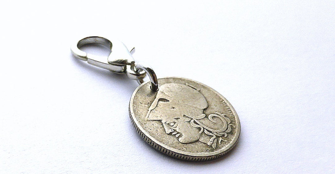 Greek Charm, Zipper Charm, Vintage Charm, Coin Charm, Handbag Accessory ...