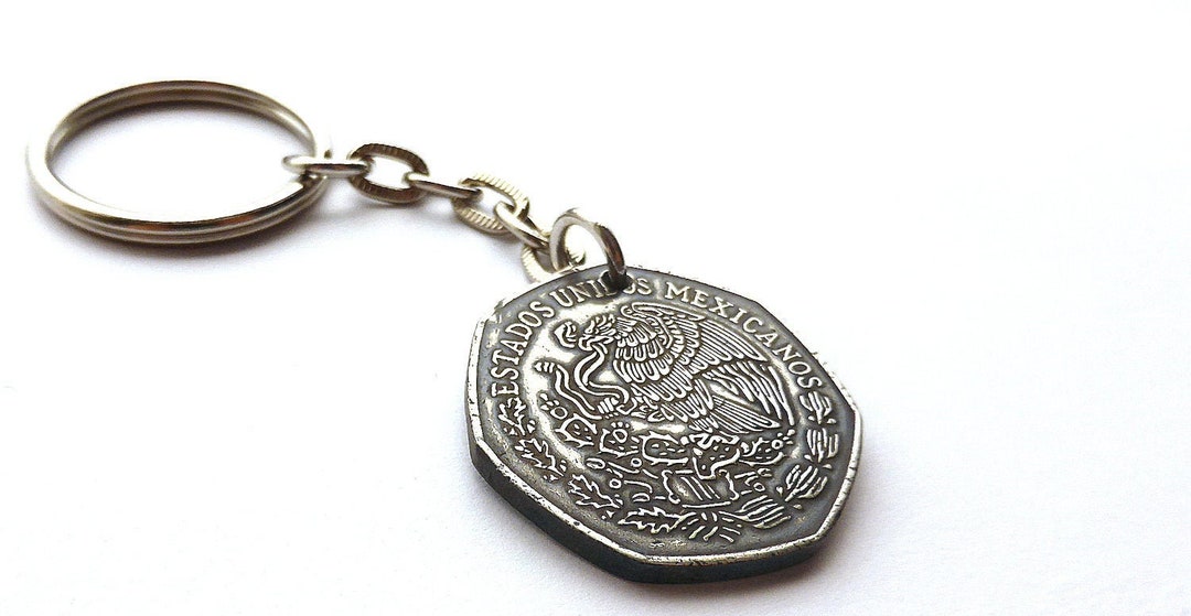 Mexican Coin Keychain, 1981, Golden Eagle, Miguel Hidalgo, Mexican War ...
