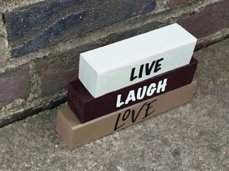 LIVE LAUGH LOVE Wood Word Blocks Stacking Block Set Office Decor ...