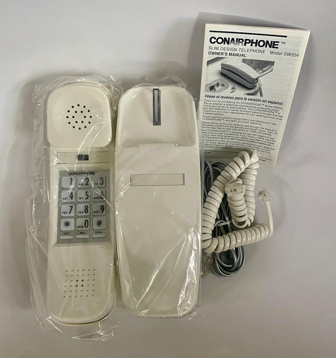 Conair Vintage Landline Phone / 1980s / White Slimline Touch Tone Pulse ...