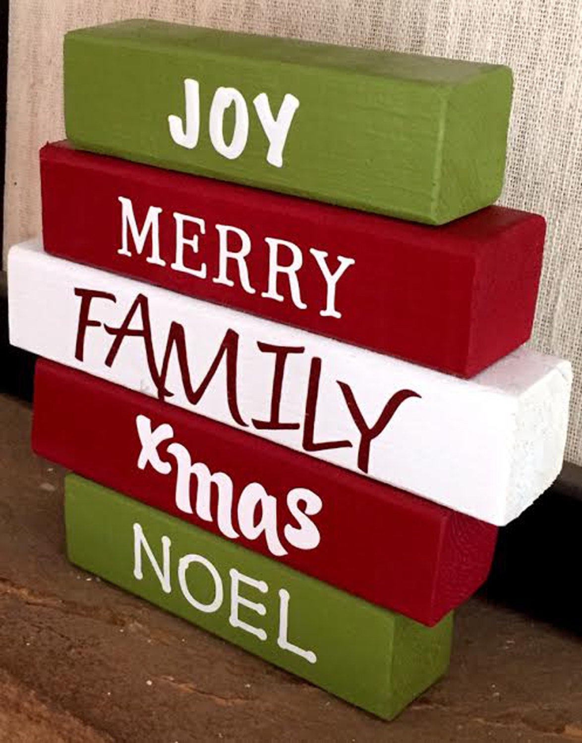 CHRISTMAS WORD BLOCKS Wood word stacking block set for home | Etsy