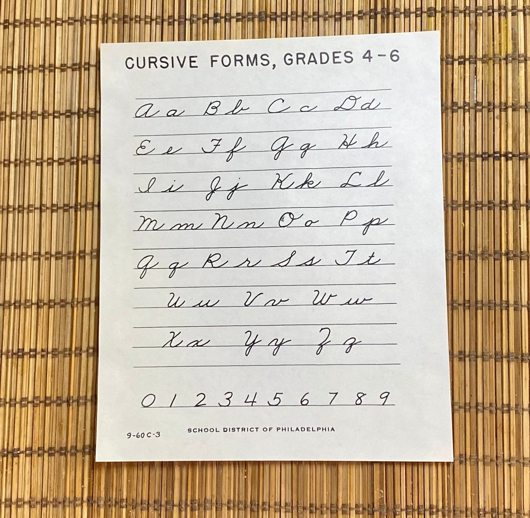 Vintage 1960s Classroom Writing Sheets/ Manuscript Forms/ Cursive Script / Vintage Prints ...