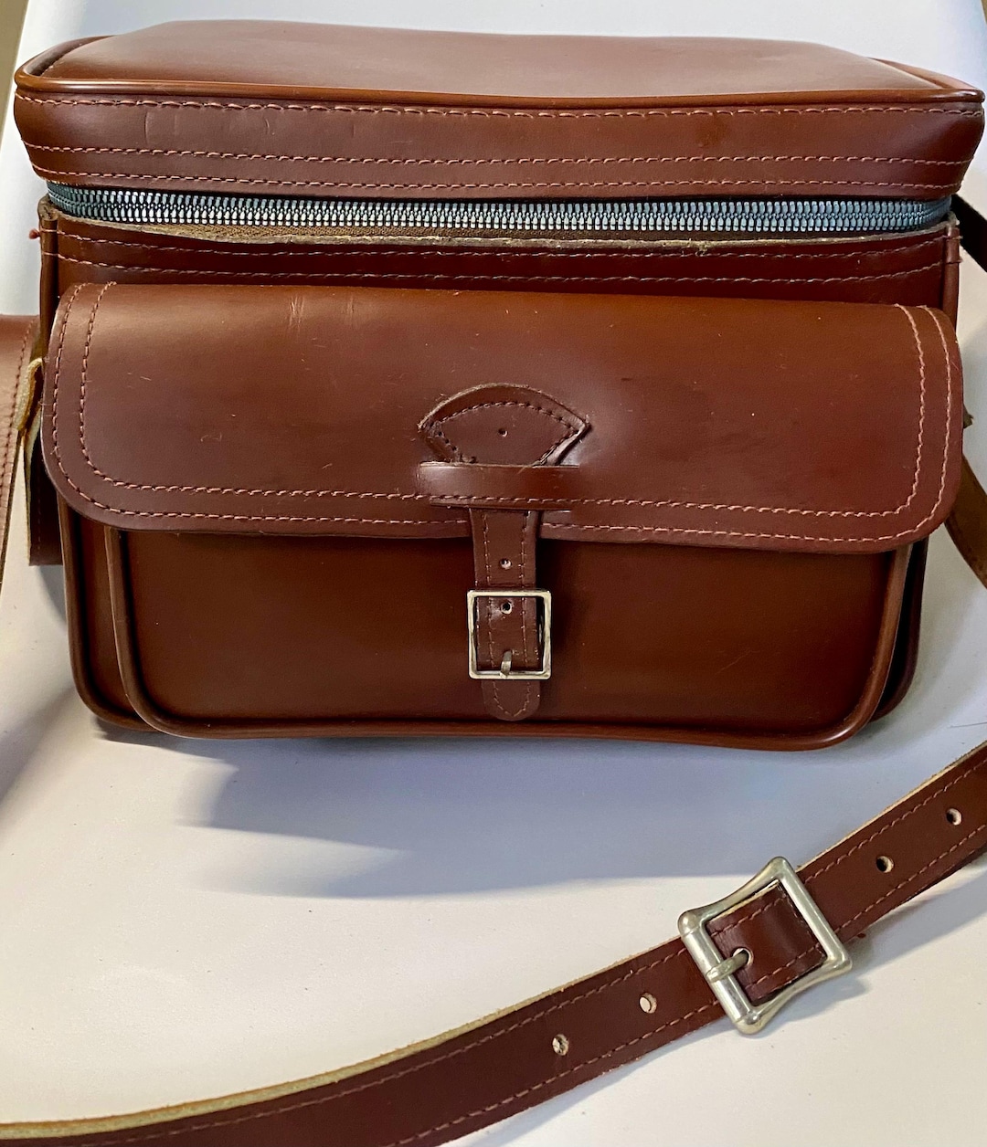 Brown Vintage Cowhide Leather Camera Bag / Kam-ra Bag / Vintage ...