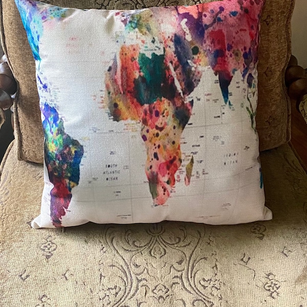 World Map Pillow - Etsy