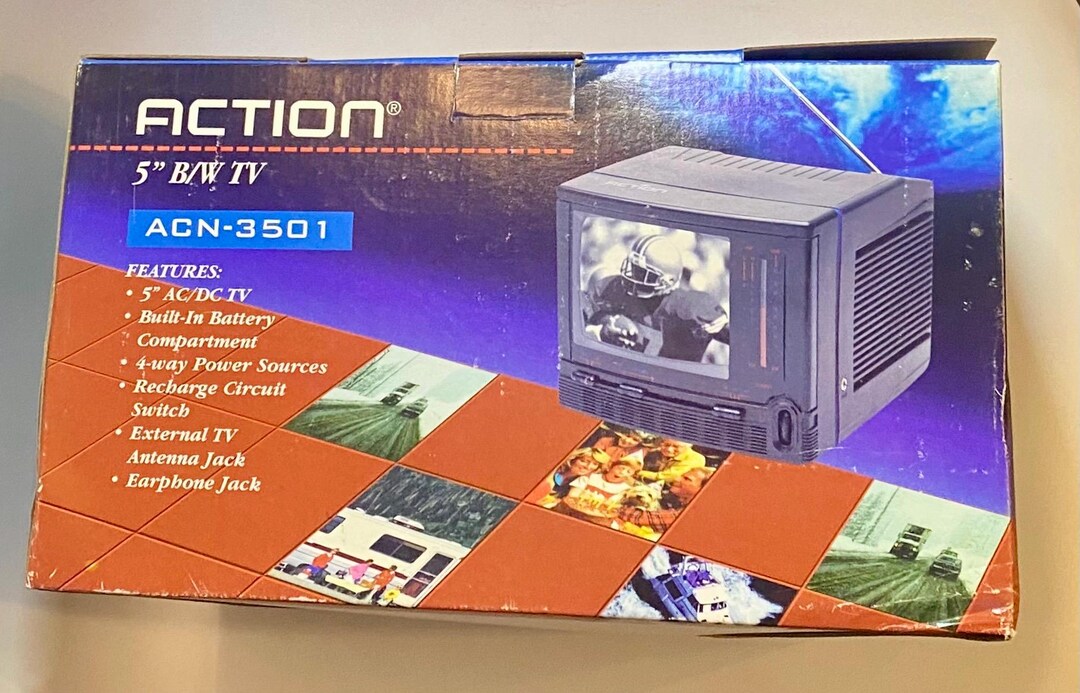 Action Vintage 5 Inch Portable Black and White TV / Black Portable ...