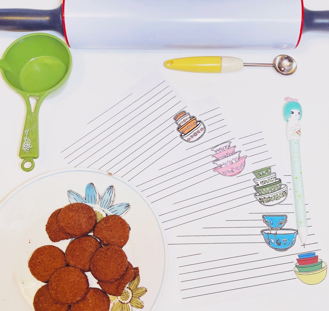 Printable Set of 5 Pyrex Themed Recipe Cards - Etsy