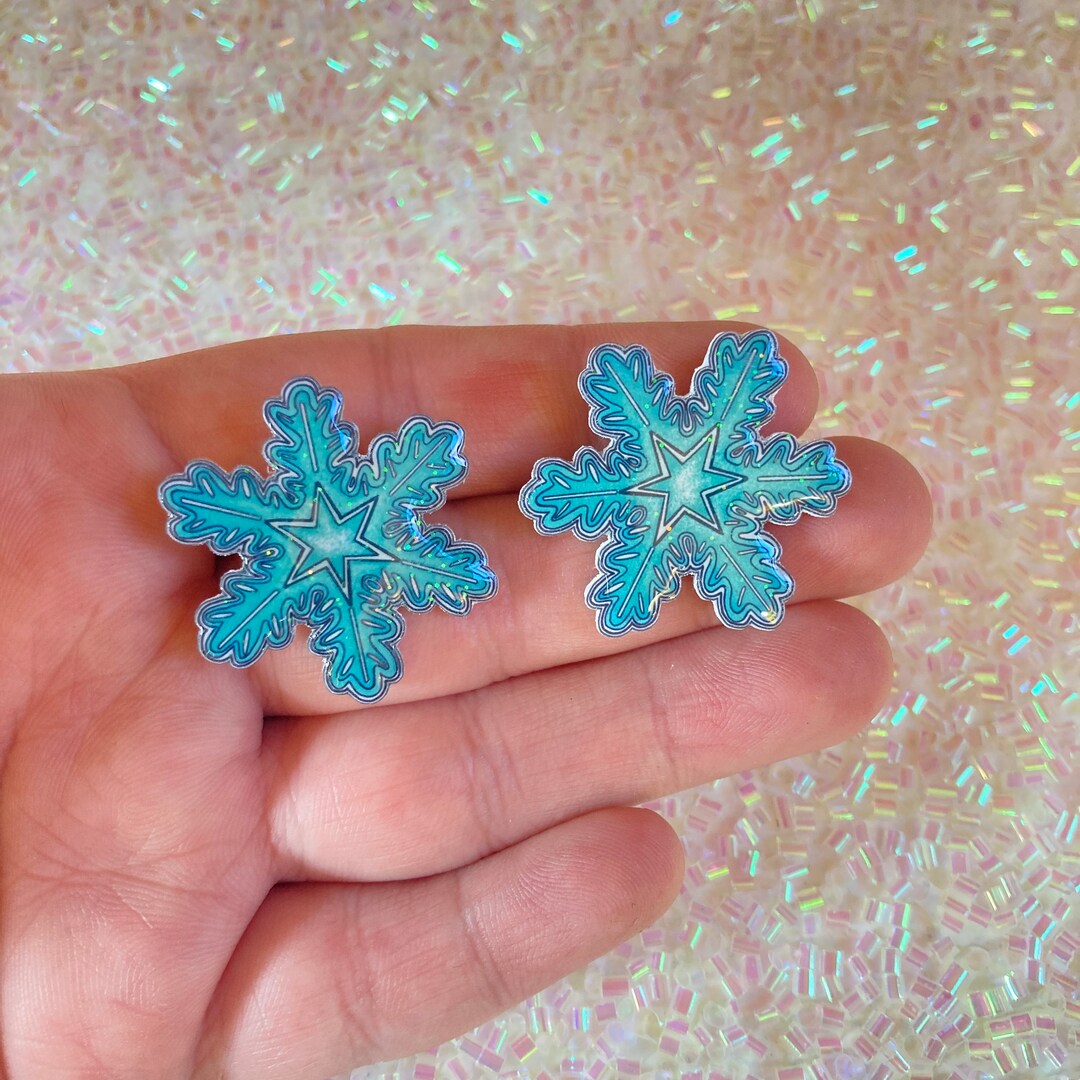 Winter Sparkly Snowflake Handmade Bobby Pin, Magnet, Necklace, Earrings ...