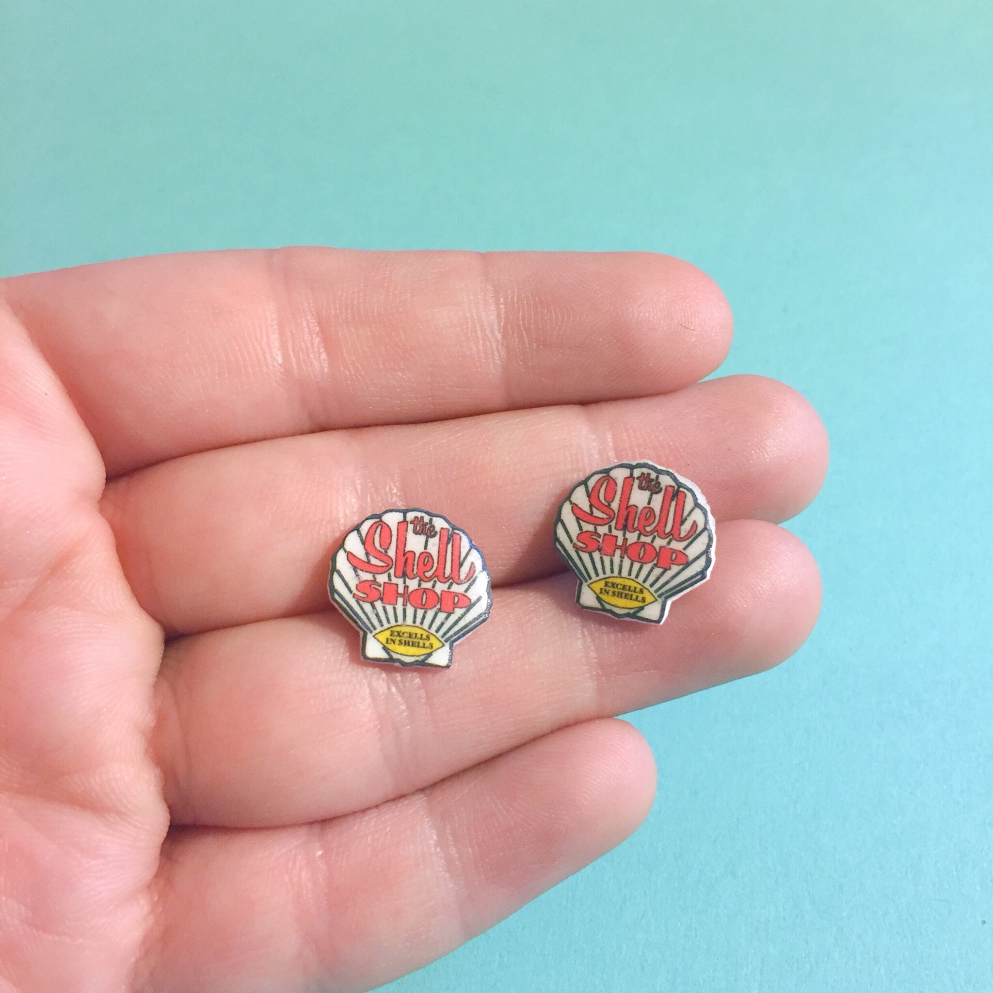 Vintage Shell Shop Sign Pin Magnet Earrings Necklace or - Etsy