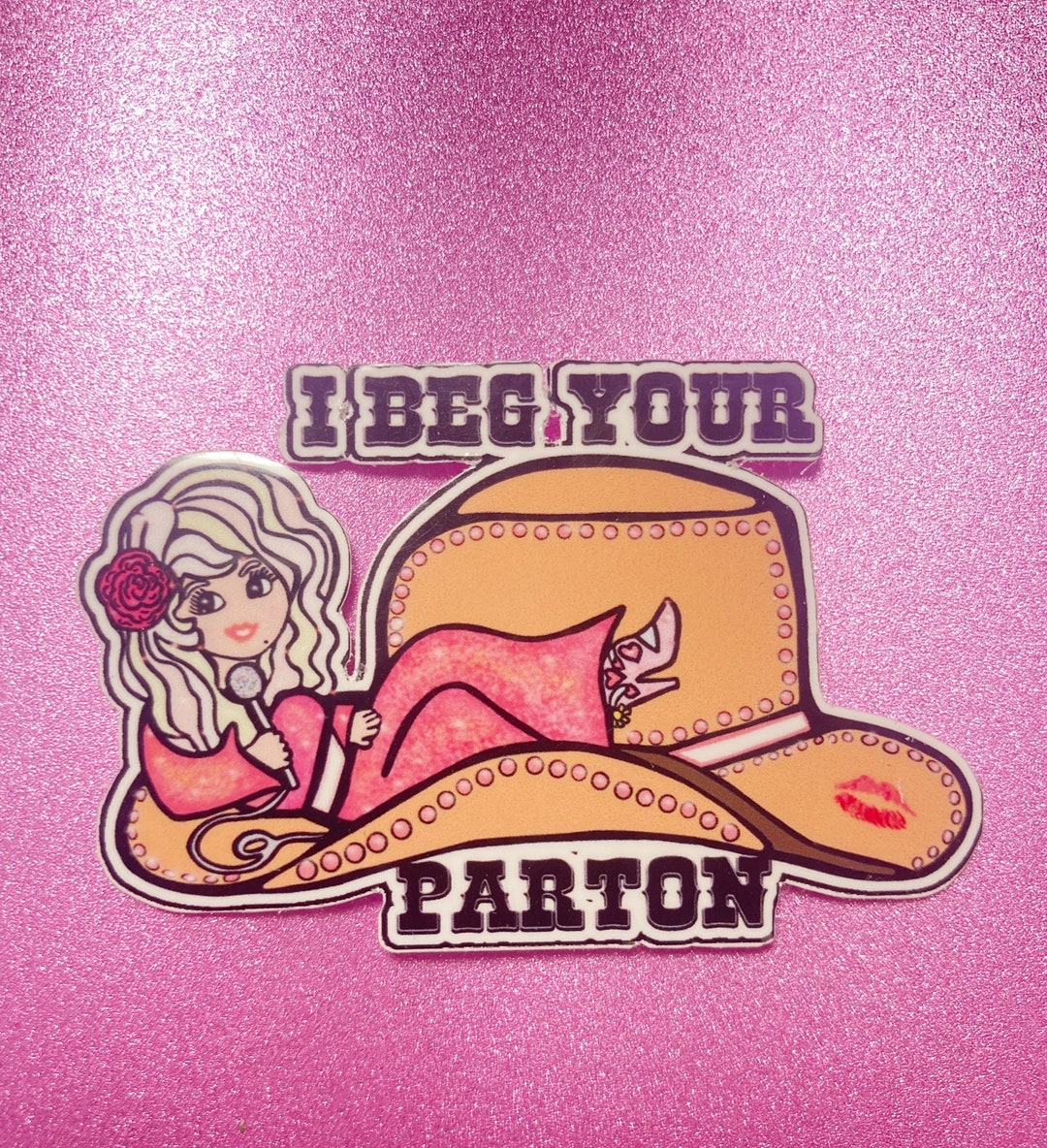 I Beg Your Parton! Dolly 70’s Pink Glam Country Star Cowboy Hat Design ...