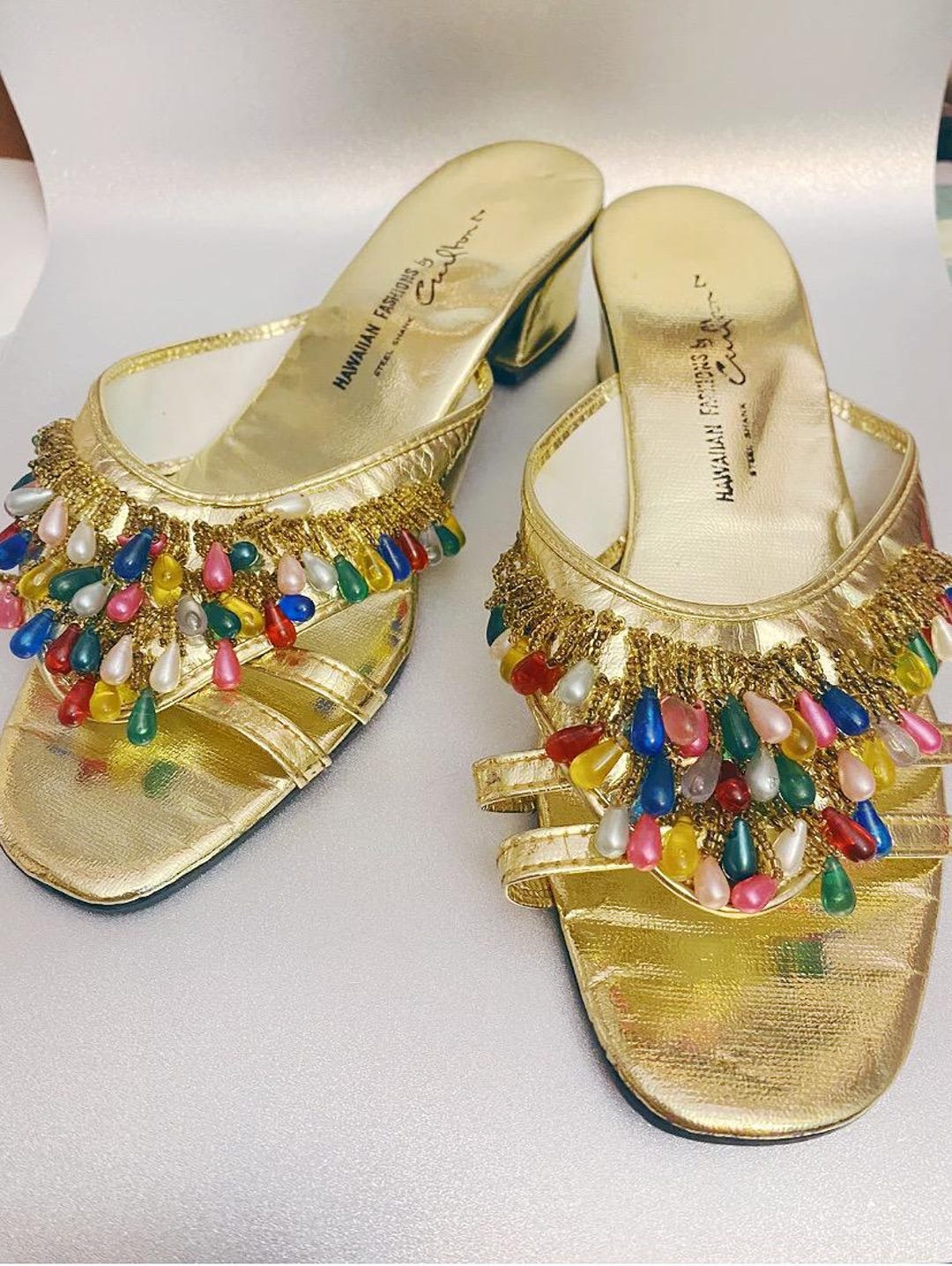 1960s Beaded Jewel Jelly Bean Party Sandals by Hawaiian Fashions Size 7 ...