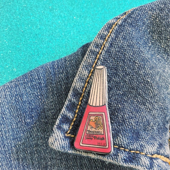 Retro Tinker Bell Nail Polish Bottle Pin Magnet Necklace | Etsy