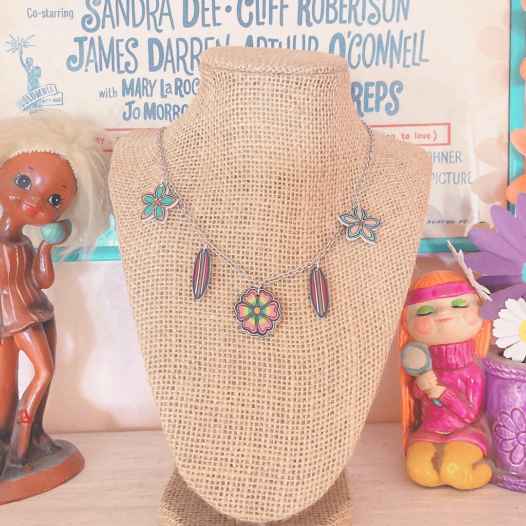 1960s/70s Gidget Style Surfer Girl Beachy Necklace With Surfboards and ...