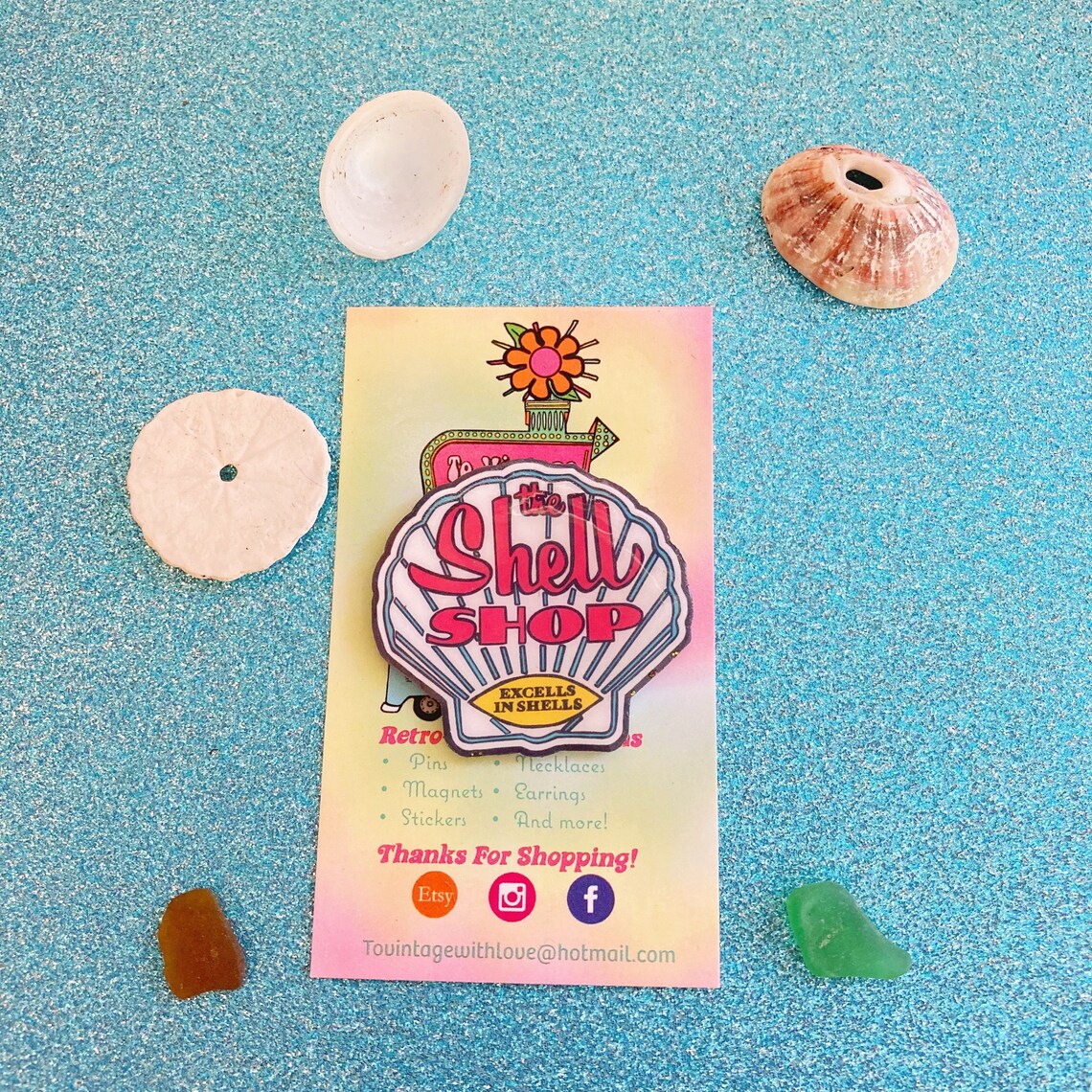 Vintage Shell Shop Sign Pin Magnet Earrings Necklace or - Etsy
