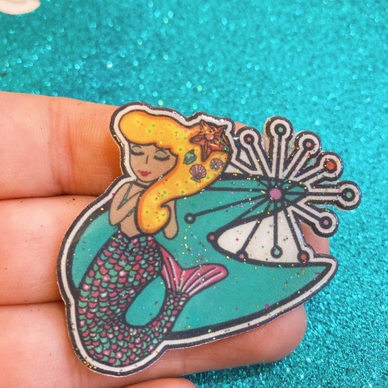 Rockabilly Mermaid With Atomic Boomerang Pin Magnet - Etsy