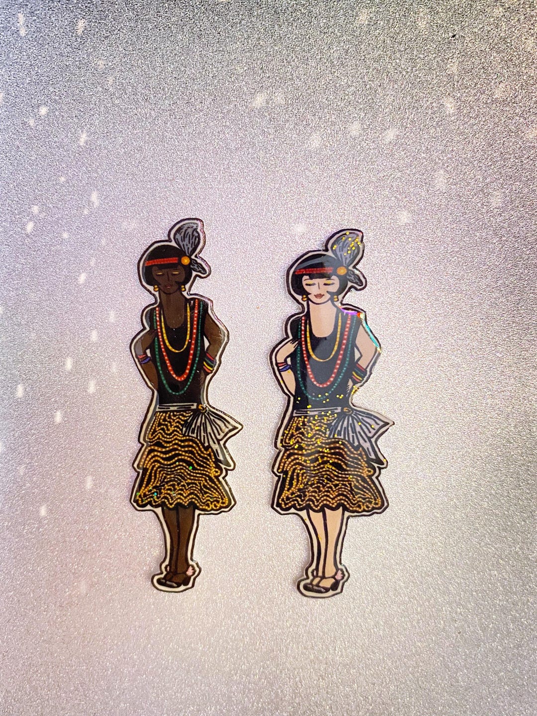 1920’s Glitter Flapper Girl Pin, Magnet, Sticker or Necklace - Etsy