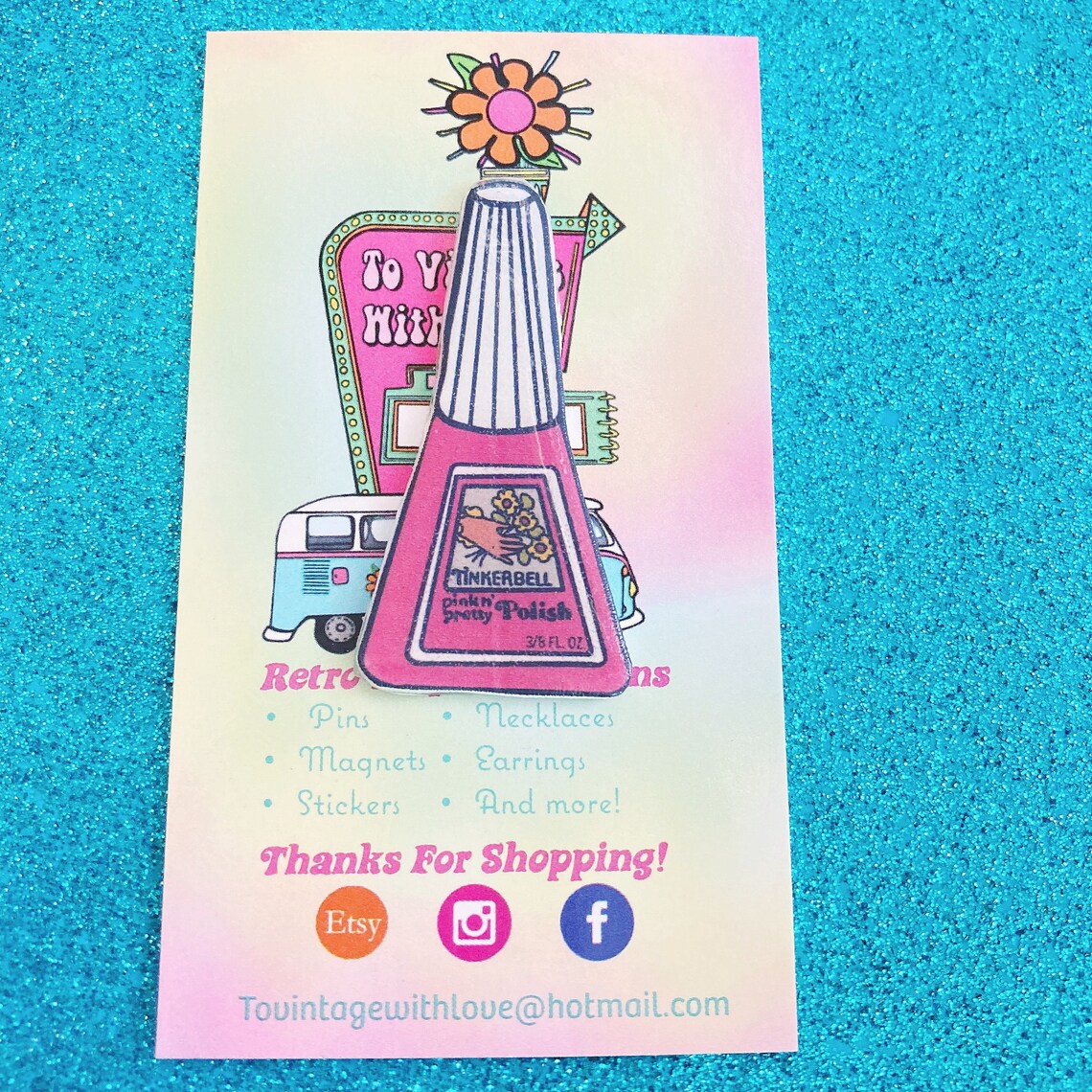 Retro Tinker Bell Nail Polish Bottle Pin Magnet Necklace | Etsy