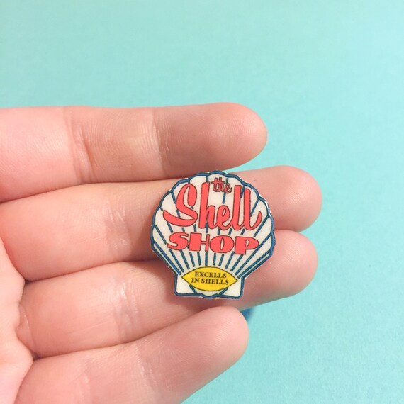 Vintage Shell Shop Sign Pin Magnet Earrings Necklace or | Etsy
