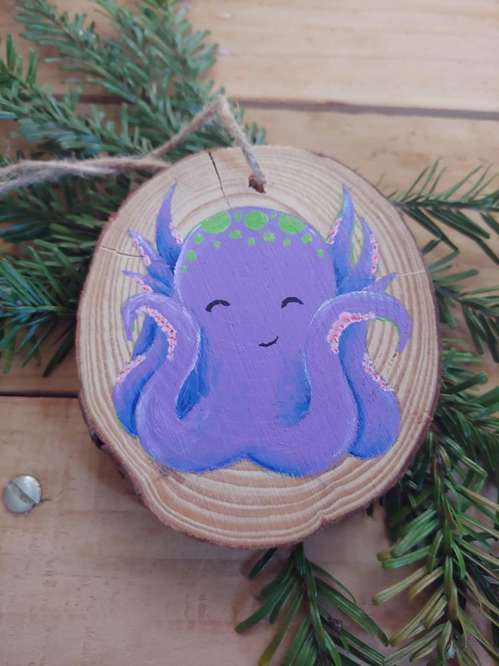 Personalized Octopus Christmas Ornament Wood Slice Nautical - Etsy
