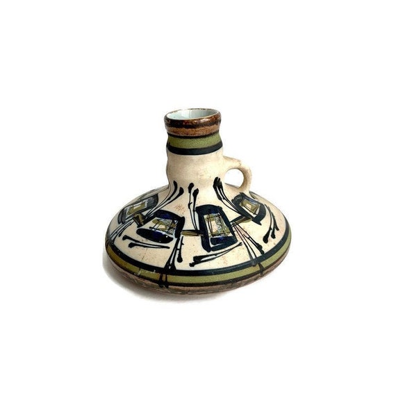 Harsa Israel Pottery // Handled Brutalist Vase | Etsy