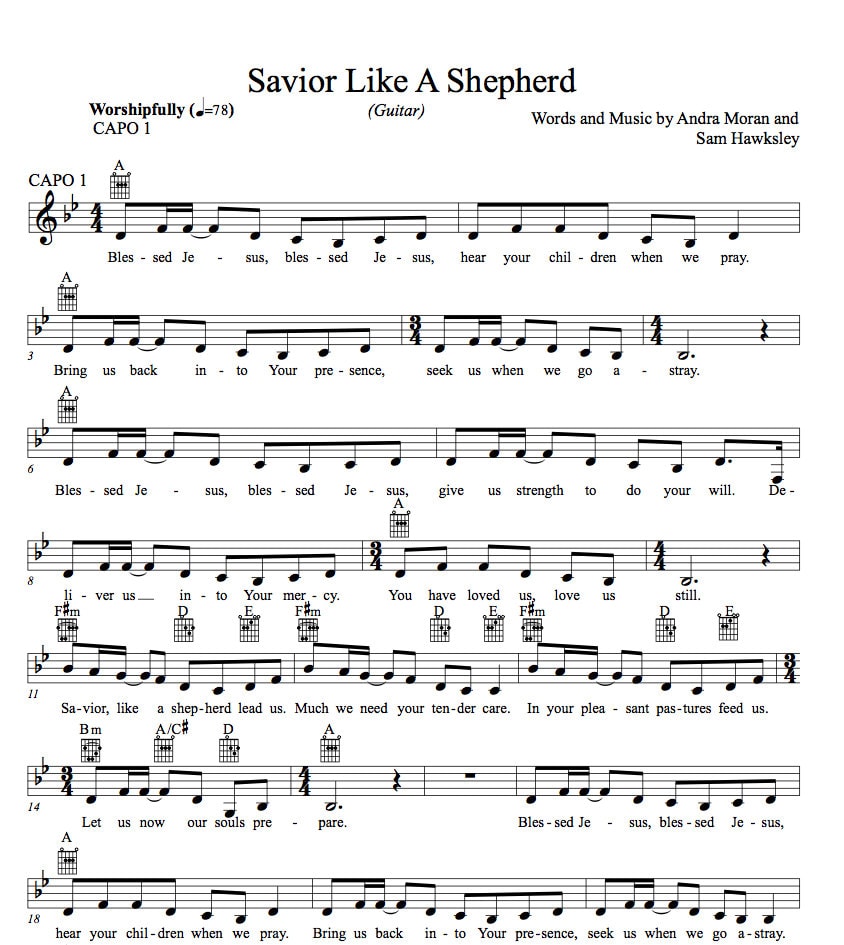 Savior Like A Shepherd Lead Us (guitar and Piano) Lead Sheet Bundle ...