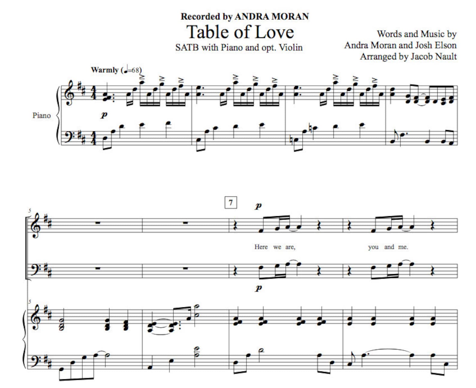 Table of Love SATB Bundle (SATB Choral Arrangement With Full Piano ...